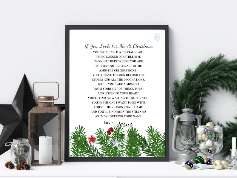 If You Look for Me at Christmas | Christmas Decor | Printable Art ...