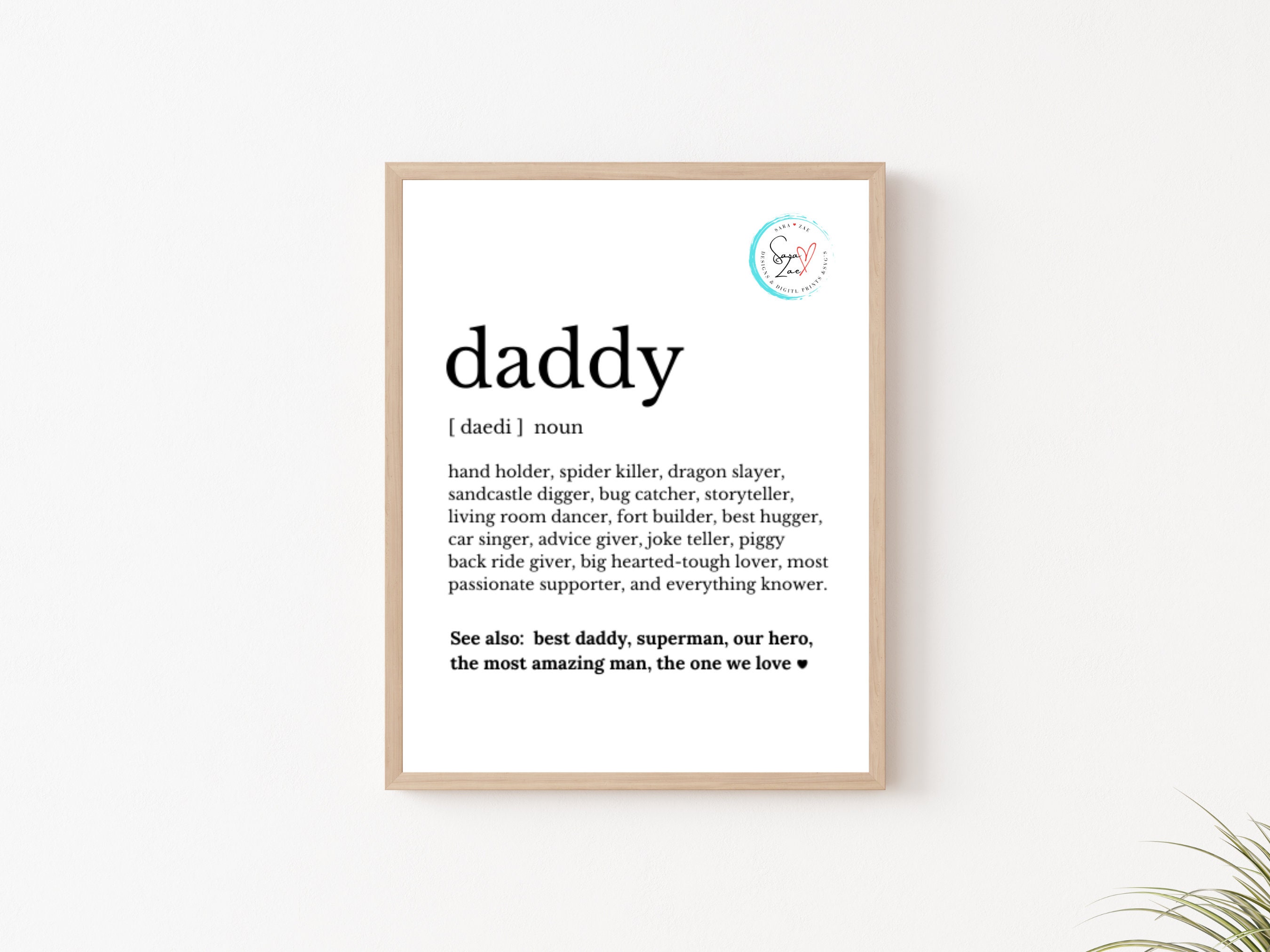 Daddy Definition Father's Day Printable Digital Download Father's Day ...