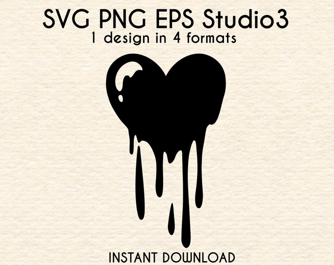 Melting Heart Cut File. Svg Png Eps Studio3 Files for Silhouette Cricut ...