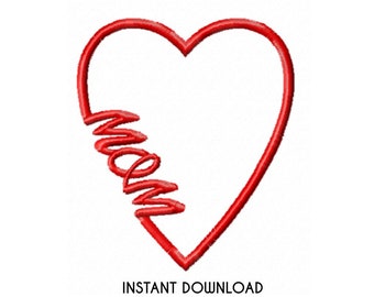 Melting Heart Machine Embroidery Design. 4 Sizes in PES, DST, JEF, Etc ...