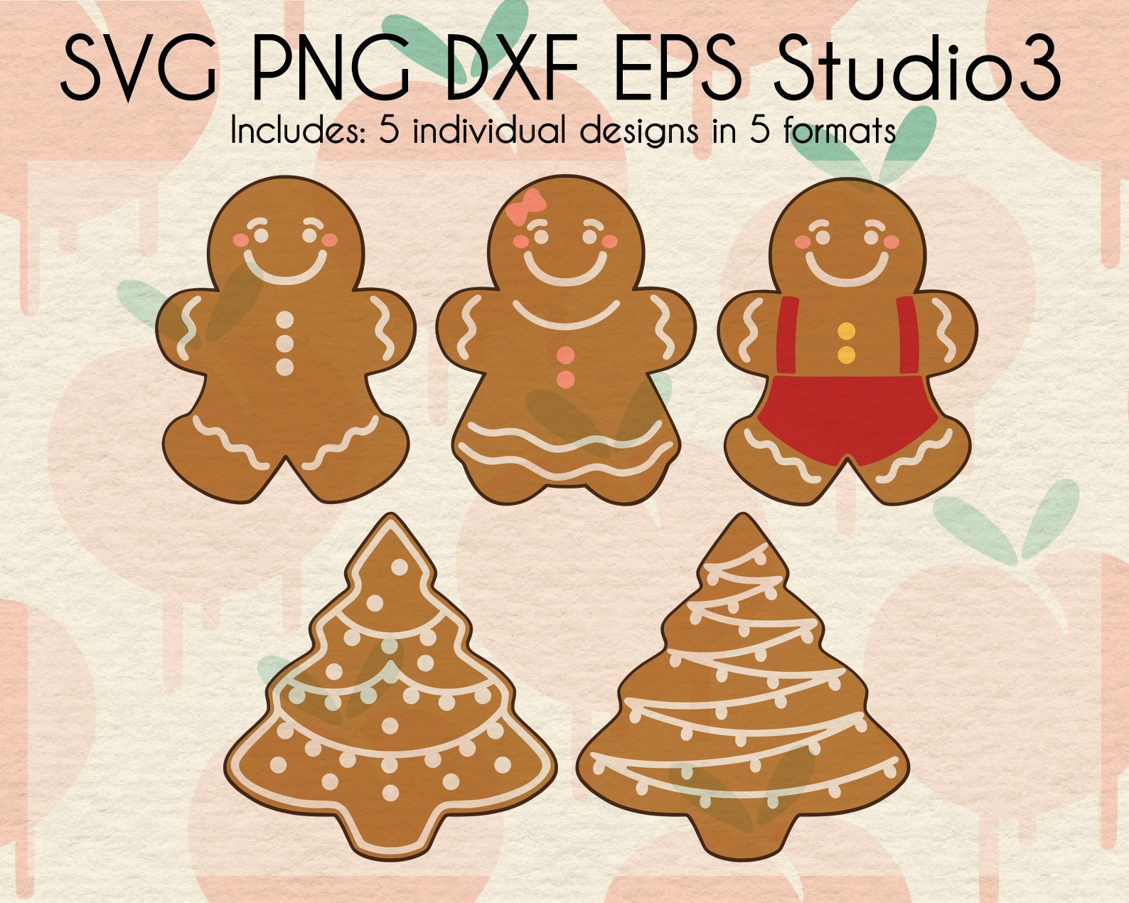 Gingerbread Man SVG Cut Files Holiday Cookie Design | Etsy