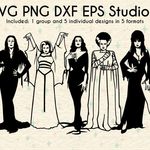 Morticia Addams Lily Munster Vampira & Elvira Cut Files - Etsy