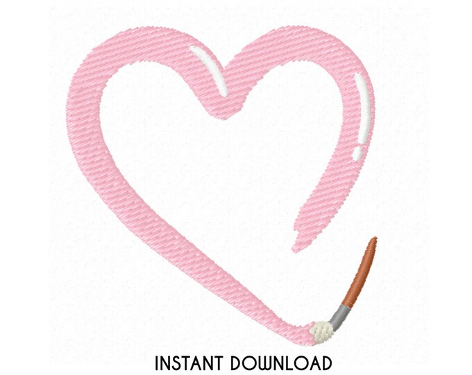 Melting Heart Machine Embroidery Design. 4 Sizes in PES, DST, JEF, Etc ...