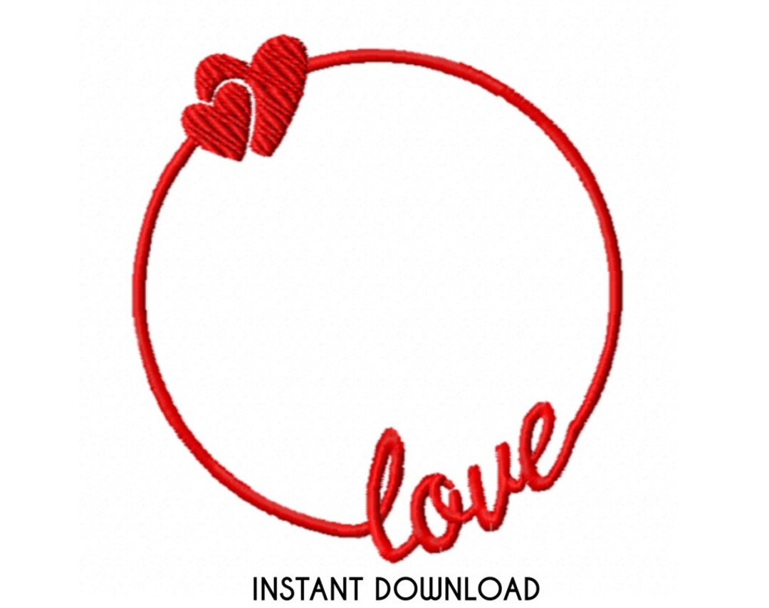 Love Circle Wreath Machine Embroidery Design. 3 Sizes in PES, DST, JEF ...