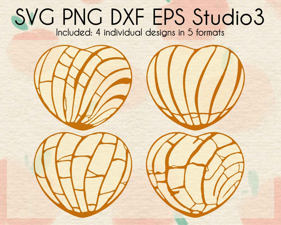 Heart Shaped Pan Dulce Concha SVG Files | Love Heart Design | Mexican ...