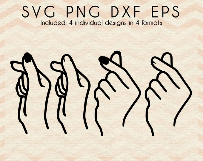 Finger Heart Cut Files | I Love You Design | Kpop Hand Heart SVG ...