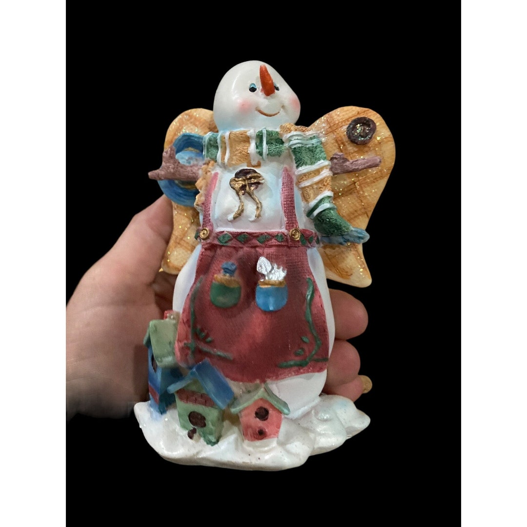 5'' Resin Snowman Angel Figurine - Etsy