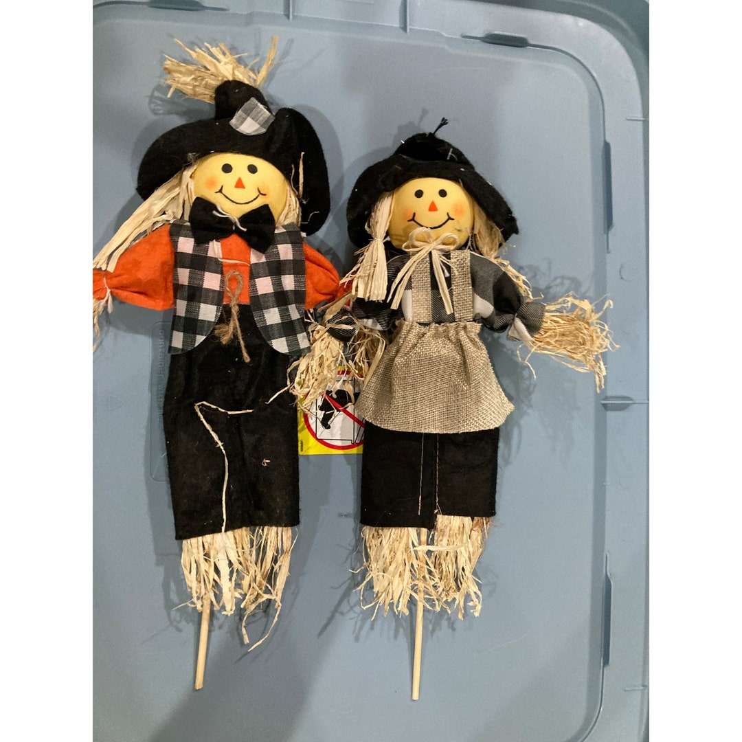 12" Scarecrows Couple Floral Picks Harvest Scarecrow Picks Black and ...