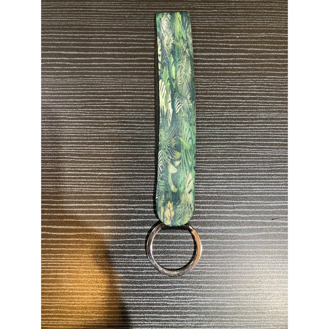 Jungle Leaf Print Fabric Keychain Wristlet With Ring - Etsy