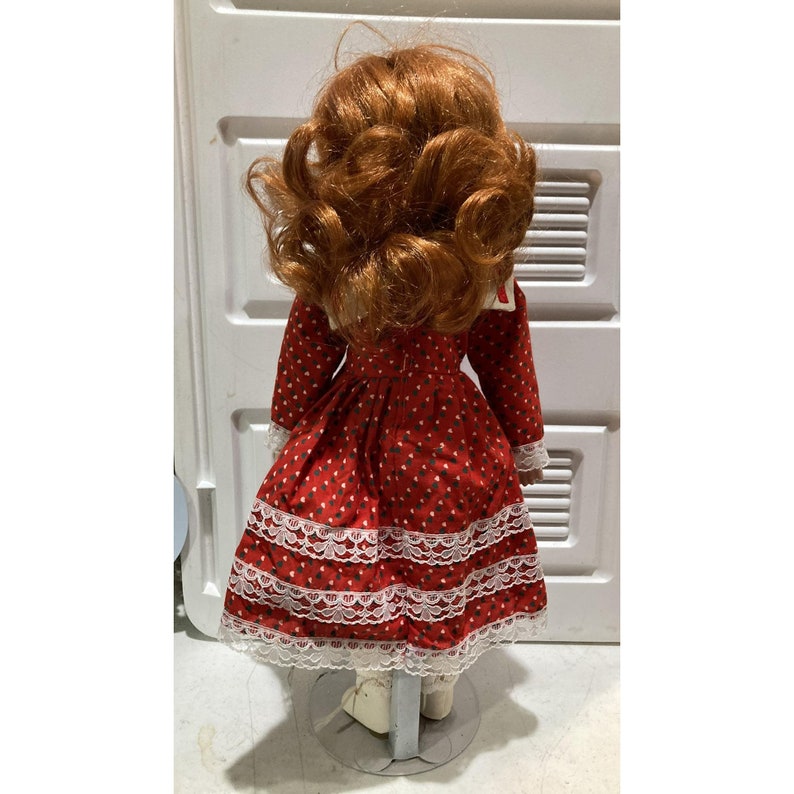 15'' Porcelain Doll, Red Hair, Green Eyes, and Red Dress, Vintage - Etsy