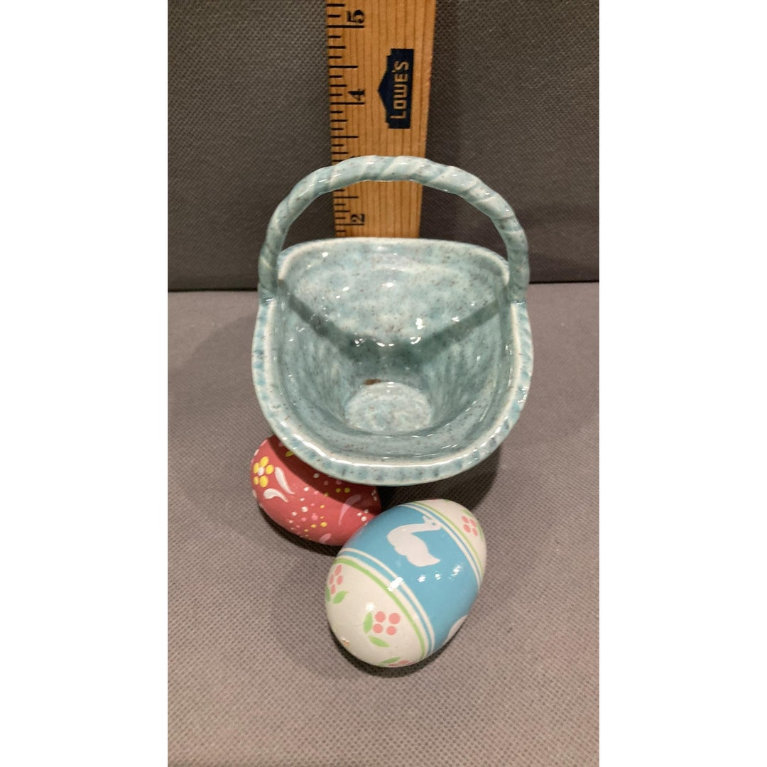 Ceramic Blue Easter Basket ''weave'' Pattern With Handle - Etsy