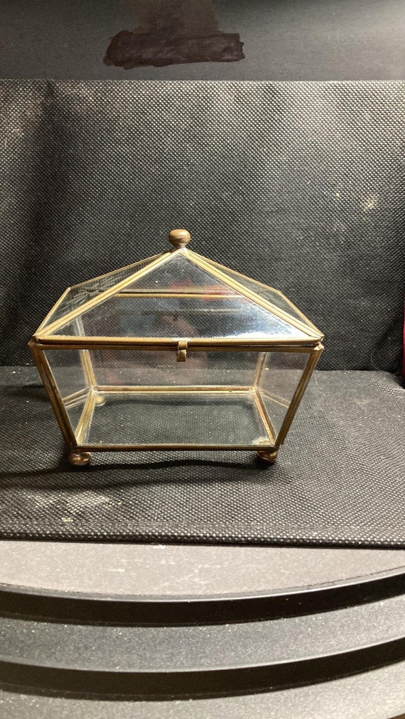 Brass and Glass Trinket Box Ballerina Inspired - Gem