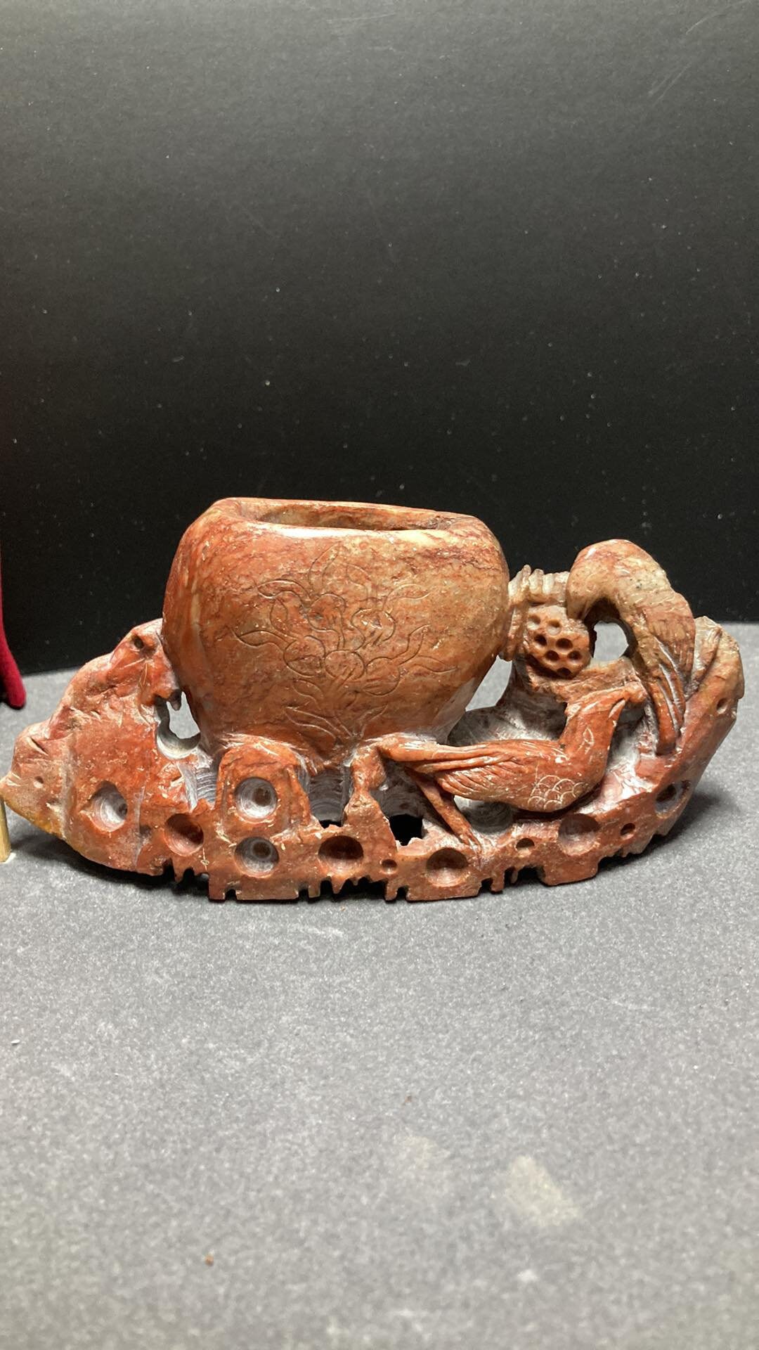 Vintage Chinese Inkwell Pot and Brush Holder Hand Carved - Etsy
