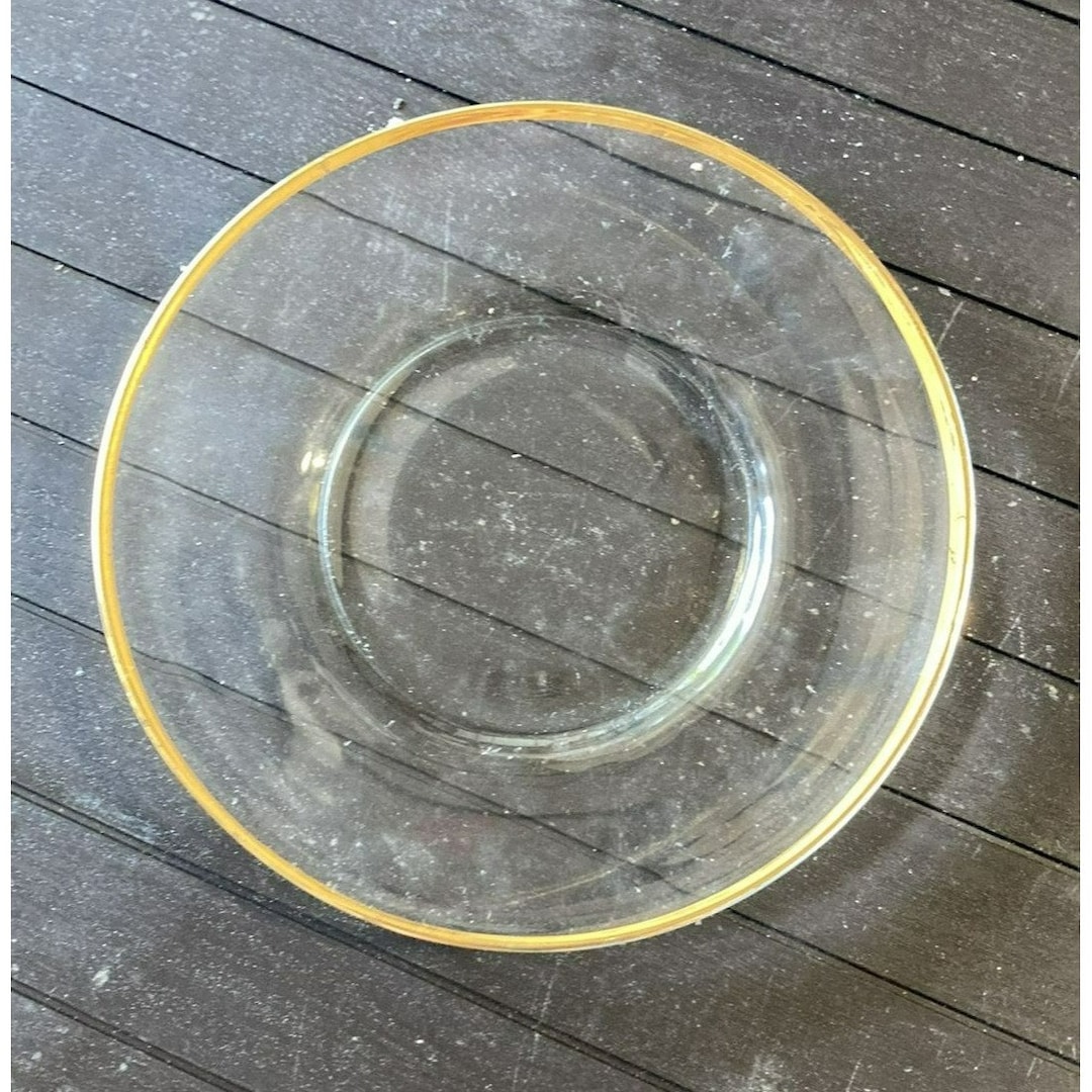 Gold Rim Glass Plate Vintage Clear 8'' Plate Classic Design - Etsy
