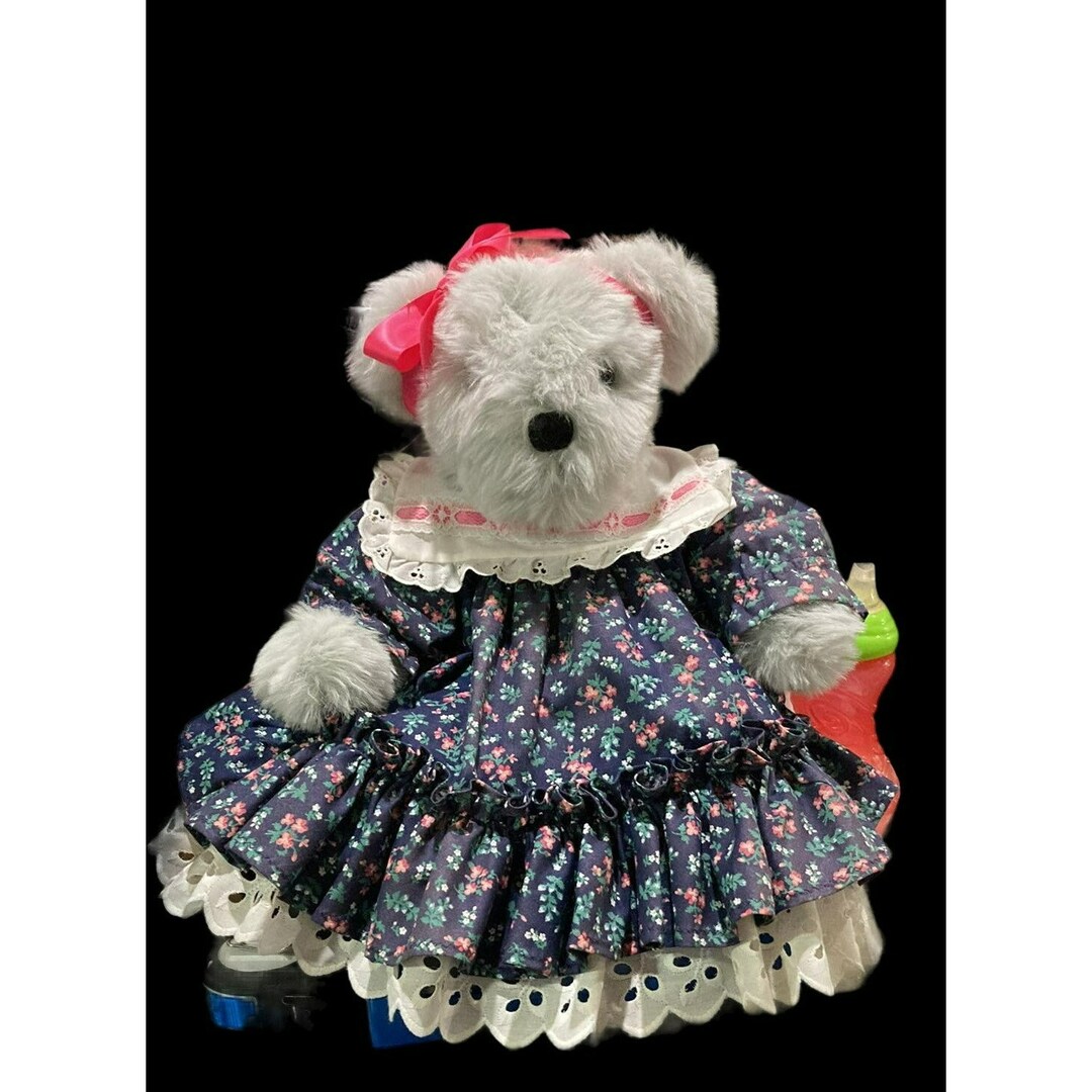 15'' Posable Teddy Bear in Blue Floral Dress - Etsy