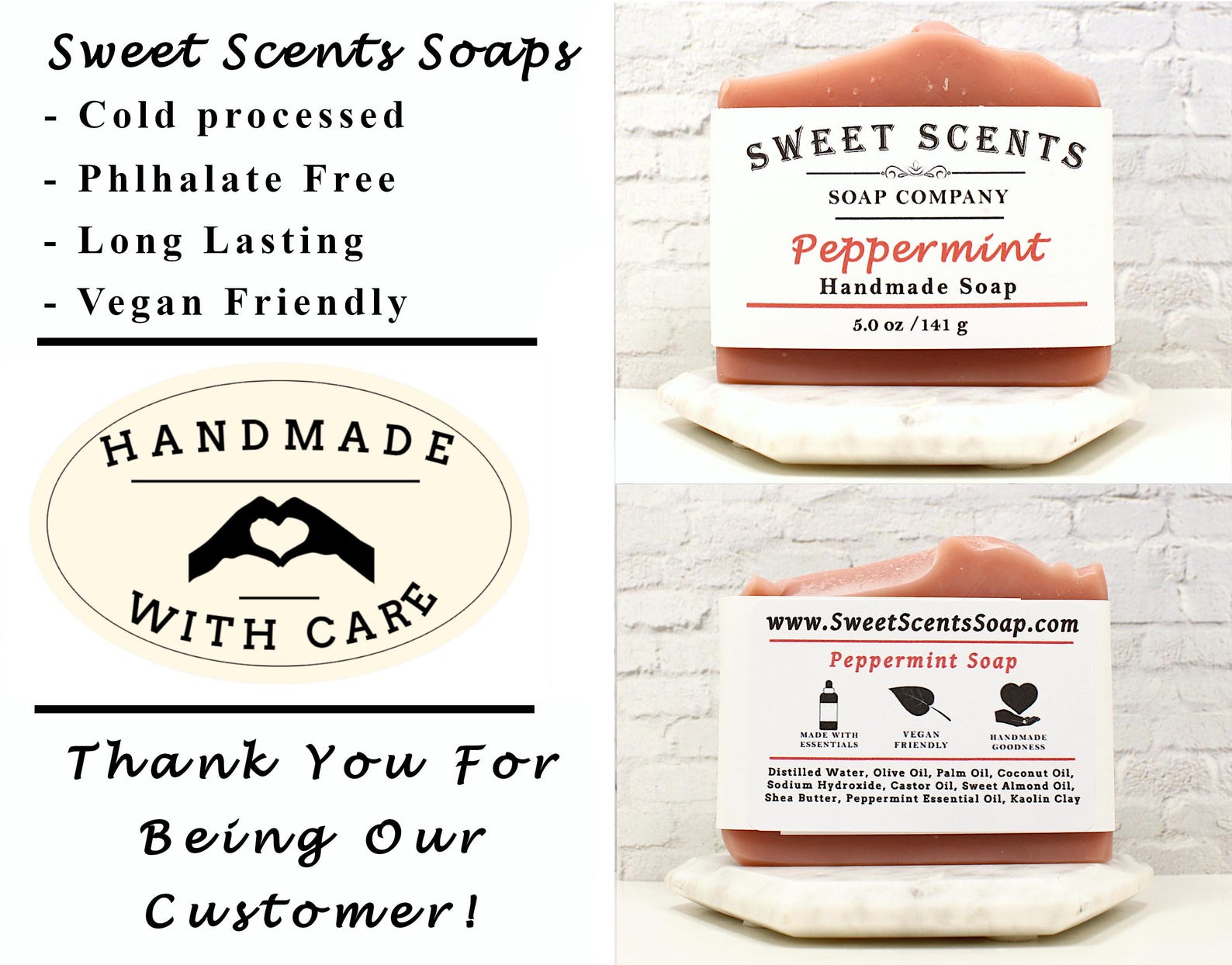 Handmade Peppermint Soap With Essential Oil & Kaolin Clay - Etsy
