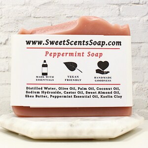 Handmade Peppermint Soap With Essential Oil & Kaolin Clay - Etsy