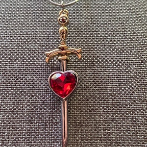 Rhinestone Heart Sword Necklace - Etsy