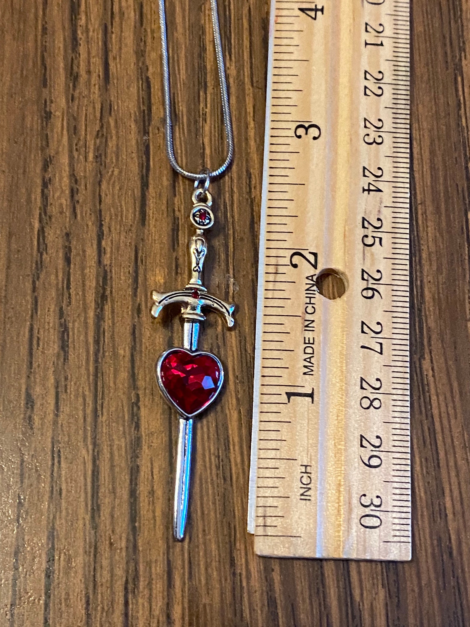 Rhinestone Heart Sword Necklace - Etsy