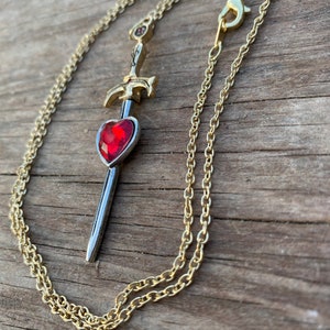 Rhinestone Heart Sword Necklace - Etsy