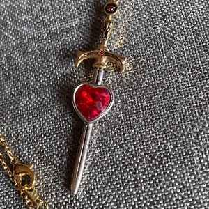 Rhinestone Heart Sword Necklace - Etsy