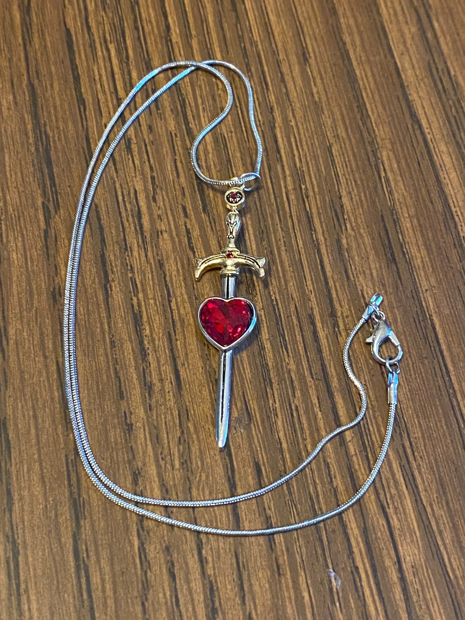 Rhinestone Heart Sword Necklace - Etsy