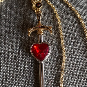 Rhinestone Heart Sword Necklace - Etsy