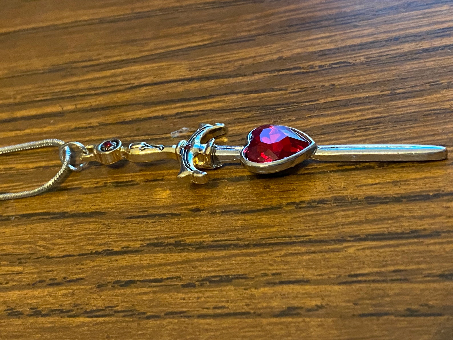 Rhinestone Heart Sword Necklace - Etsy
