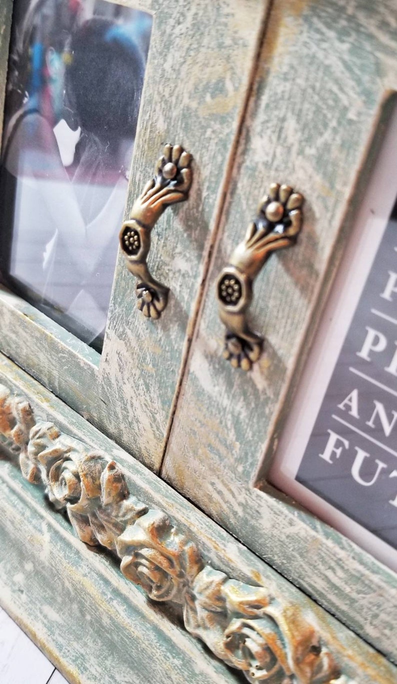 Picture Frame Light Green and Gold Tone Picture Frame Floral - Etsy