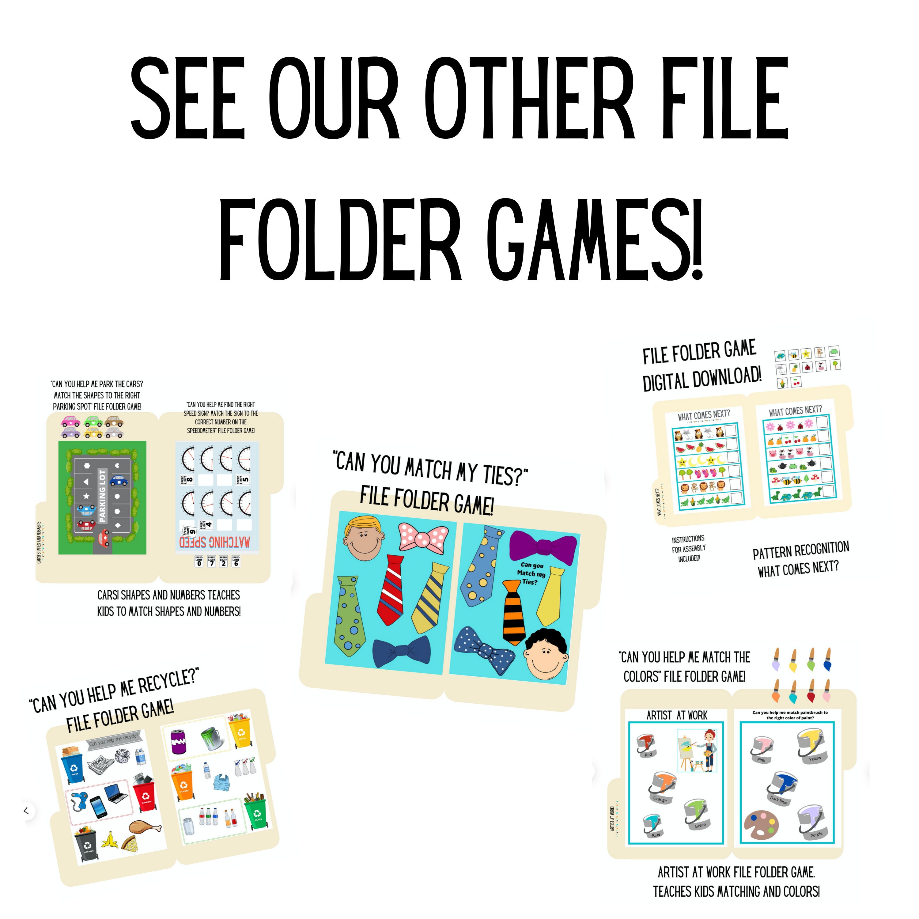 File Folder Game Digital Download-Kids educational games-kids | Etsy