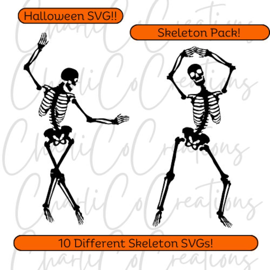 Skeleton SVG Pack | Fun Skeleton Designs | 10 Different Skeleton | JPG ...