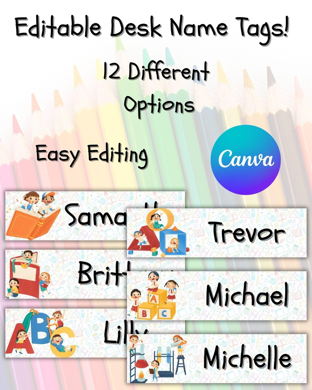 Cute School Desk Name Tag Template | Editable | Canva - Etsy Australia