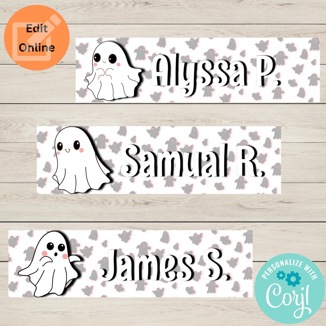 Ghost Desk Name Tags | Classroom Name Tags | Instant Download ...