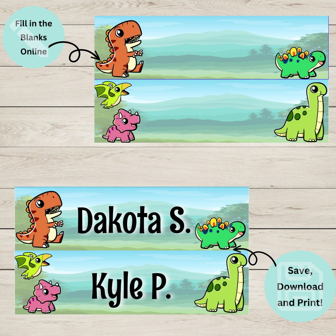 Dinosaur Desk Name Tags Classroom Name Tags Instant Download Editable ...