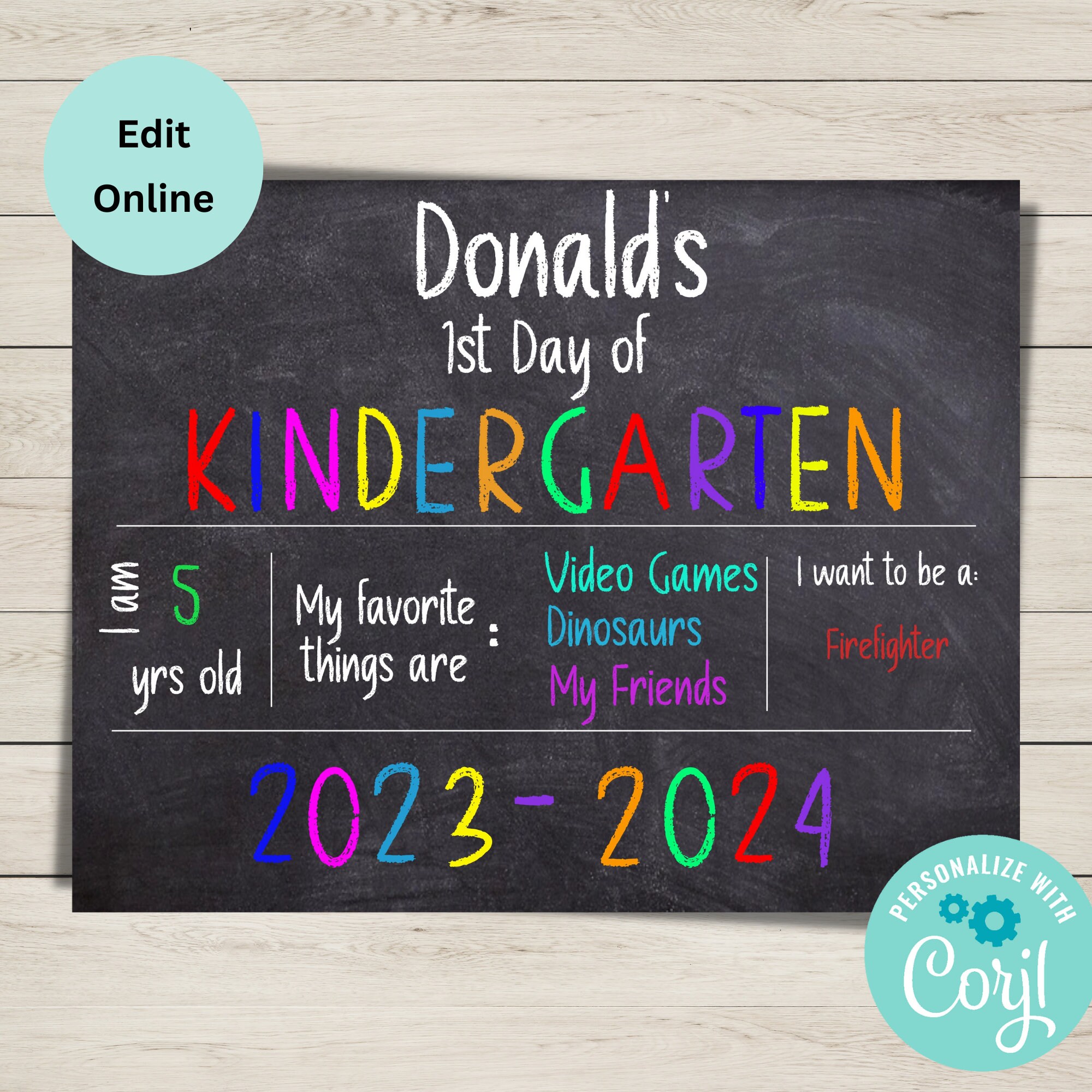 Chalkboard First Day of School Template Editable Printable - Etsy