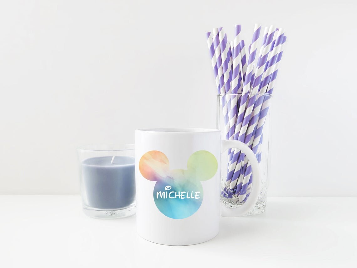 Custom Disney Mug Watercolor Mickey Mouse Custom Coffee Cup Disney Fan ...