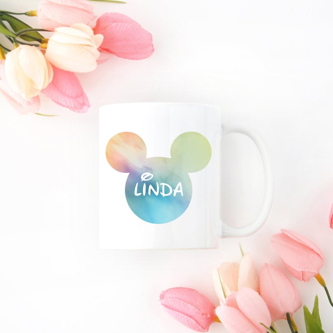 Custom Disney Mug Watercolor Mickey Mouse Custom Coffee Cup Disney Fan ...