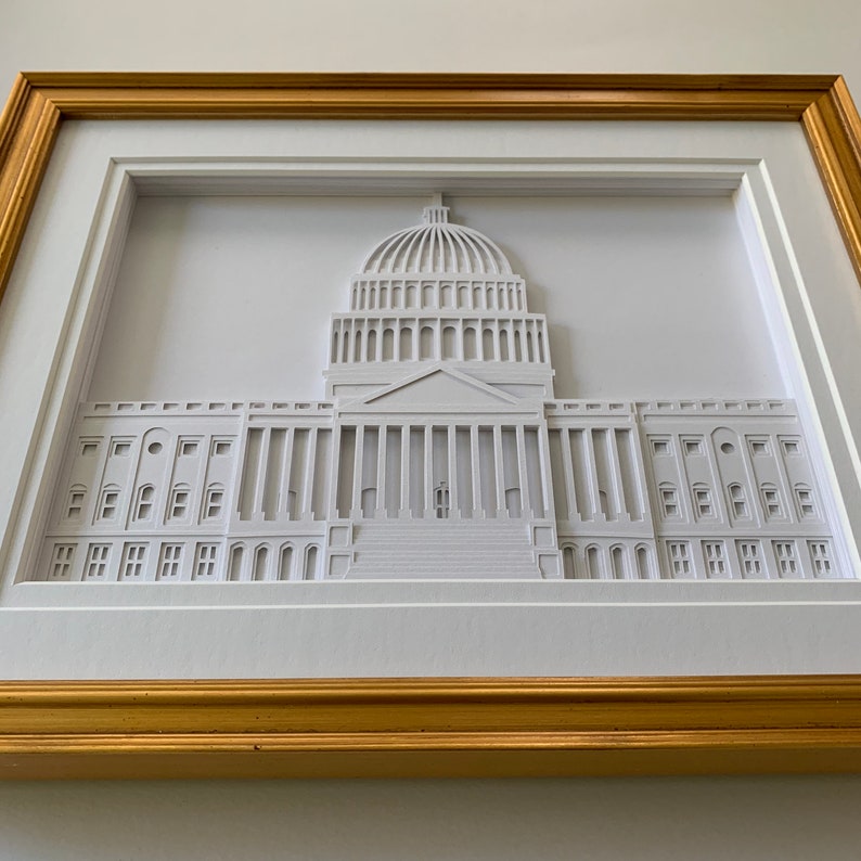 East Front of the US Capitol Hand Cut Layered Paper Art - Etsy
