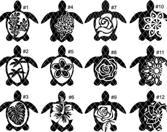 Sea Turtle Flower Decal - Etsy