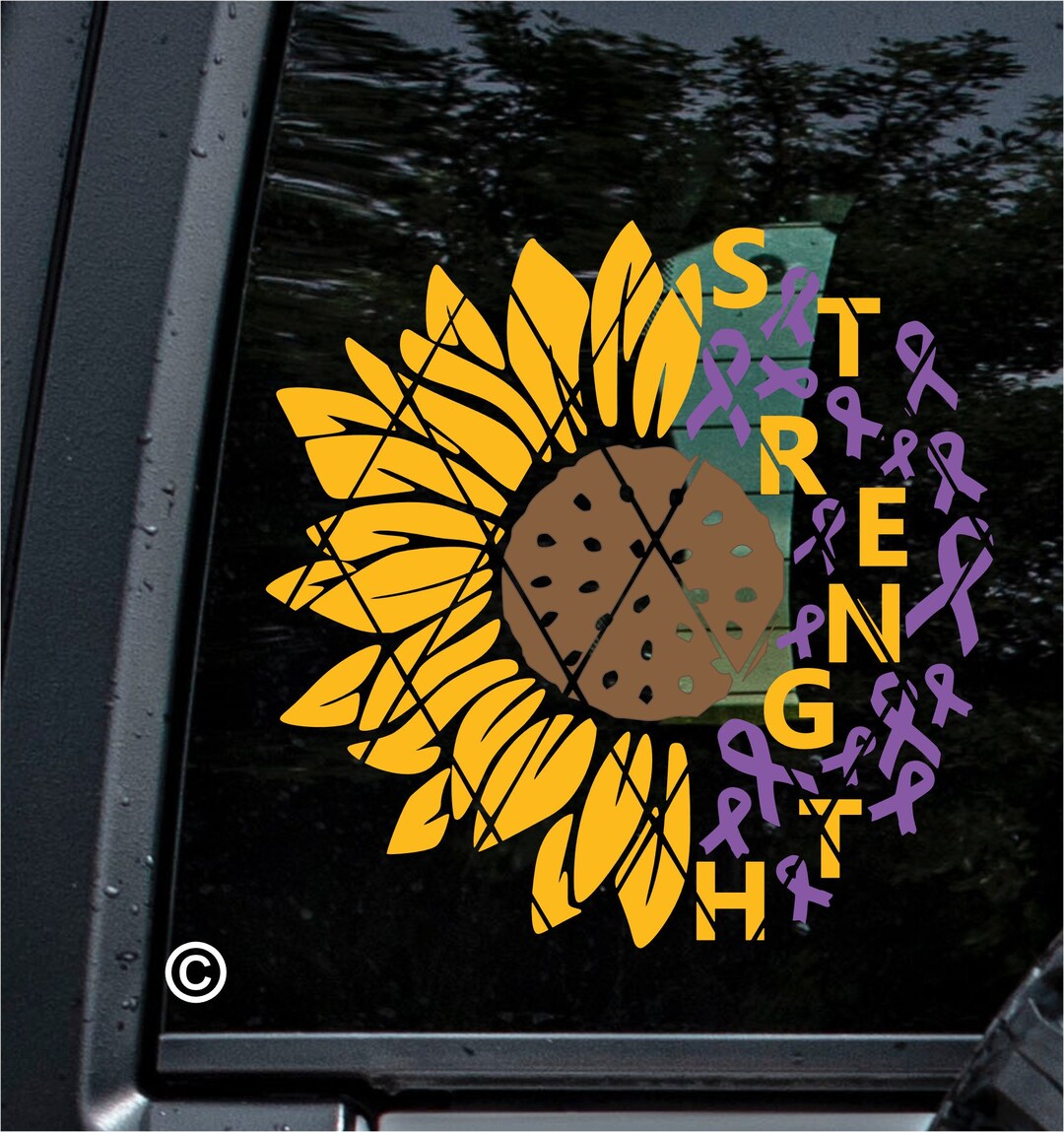 Strength Sunflower Decal - Cancer Awareness Ribbon - Etsy