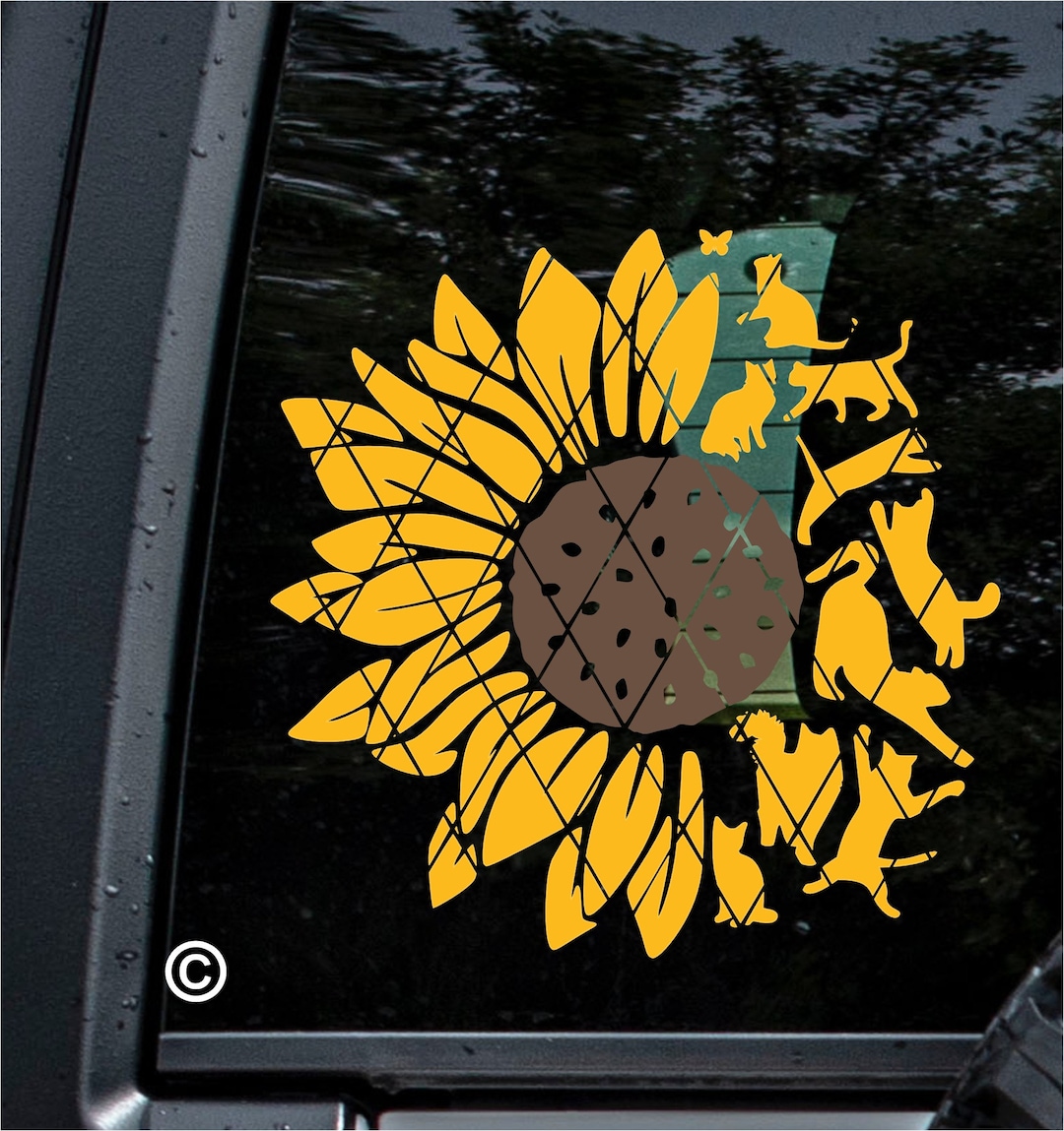 CATS and Sunflower Decal~sunflower Style #3 Monogram Decal~car Window ...