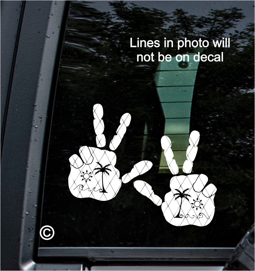 Palm Tree Peace Hand Car Decal, Off-road Mirror Sticker (set of 2) - Etsy