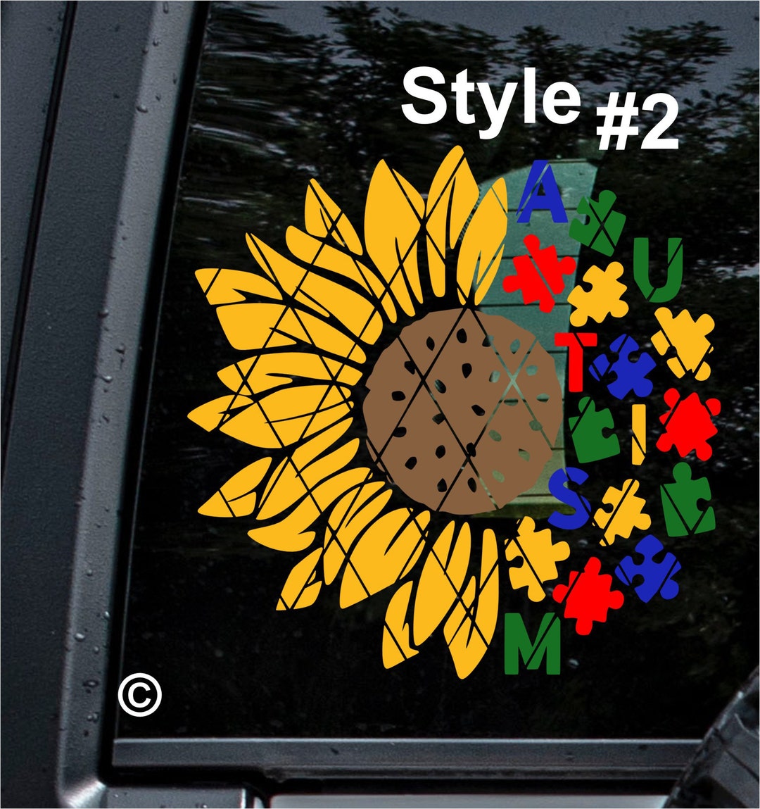 Autism Awareness Sunflower Decal~autism Sticker~autism Decal~sunflower ...