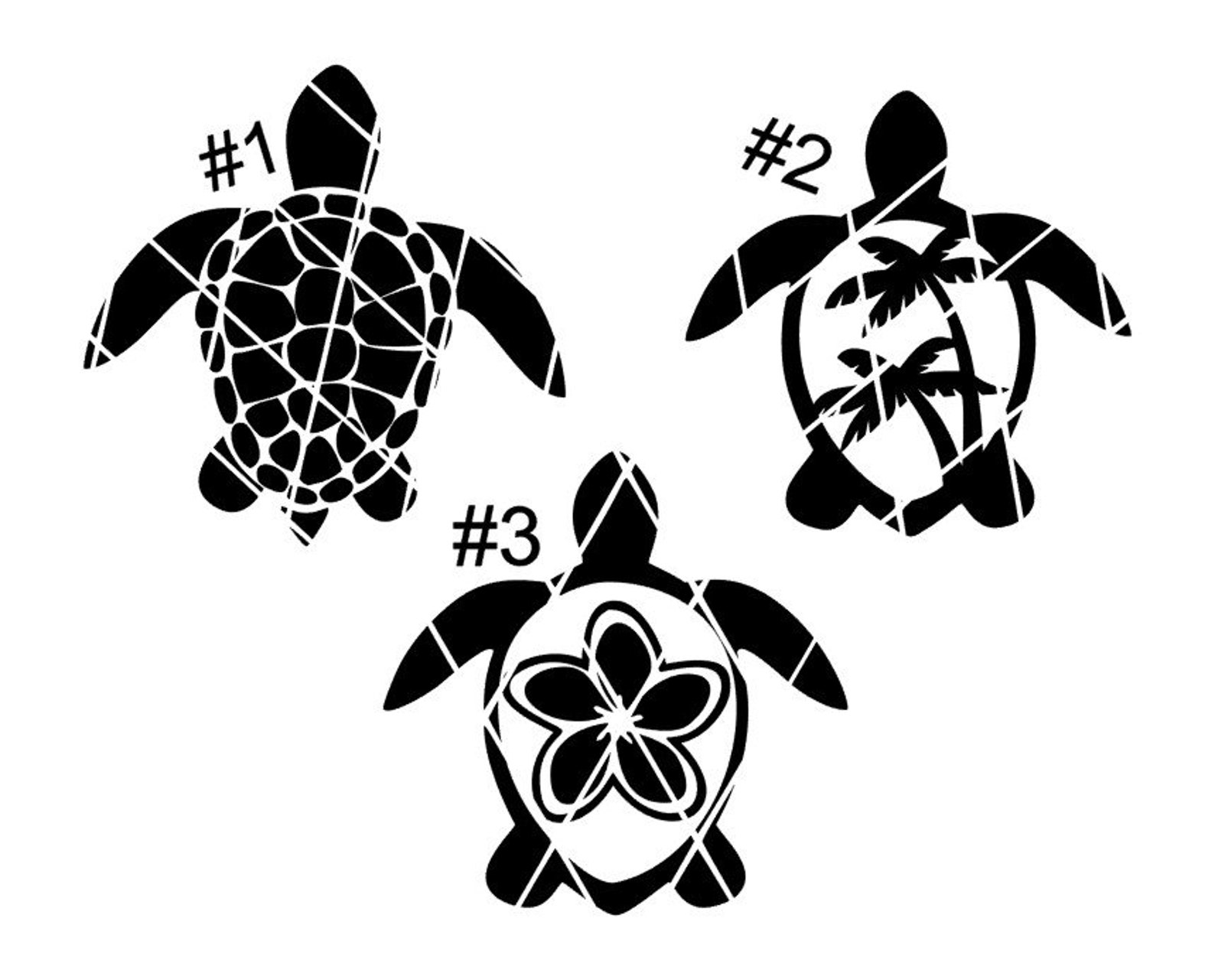 Sea Turtle Decal,palm Tree OR Flower Turtle Family Decals, Cars,laptops ...