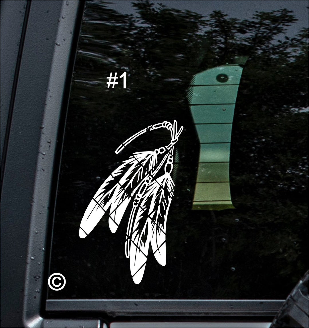 Feather Decal~tribal 4 Feathers Decal~ ORIGINAL DESIGN ~native American ...
