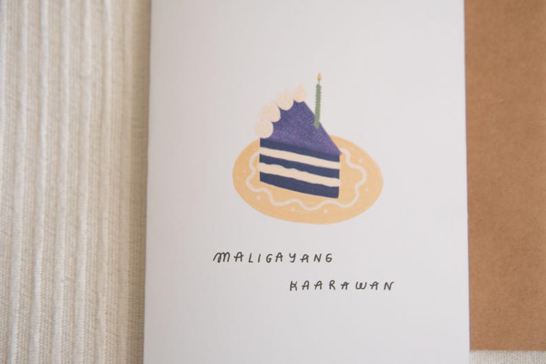 Ube Cake Birthday Card: Filipino Maligayang Kaarawan, Handmade - Etsy