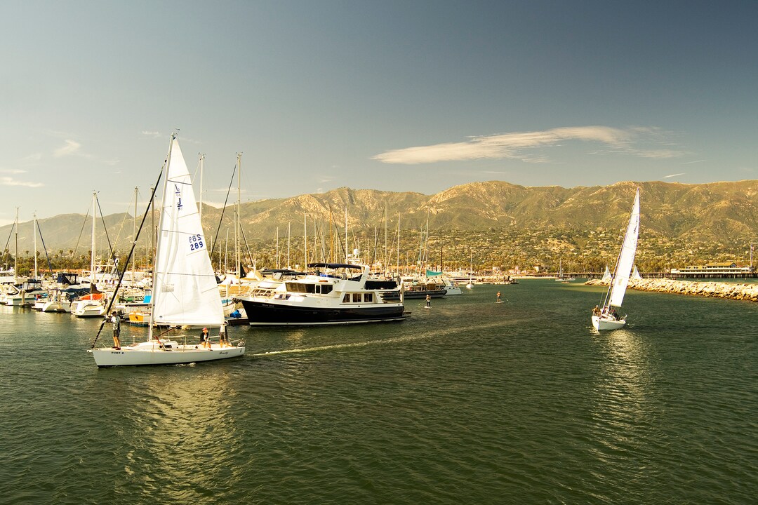 Santa Barbara Harbor Sailboat Print, Southern California, Summer Vibes ...