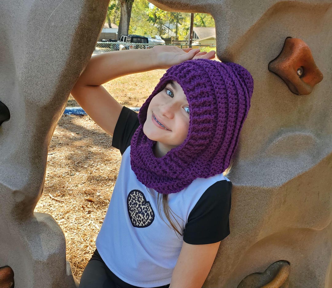 Crochet Hooded Cowl Button, Scoodie,scood Hoody With Scarf, Hoodie ...