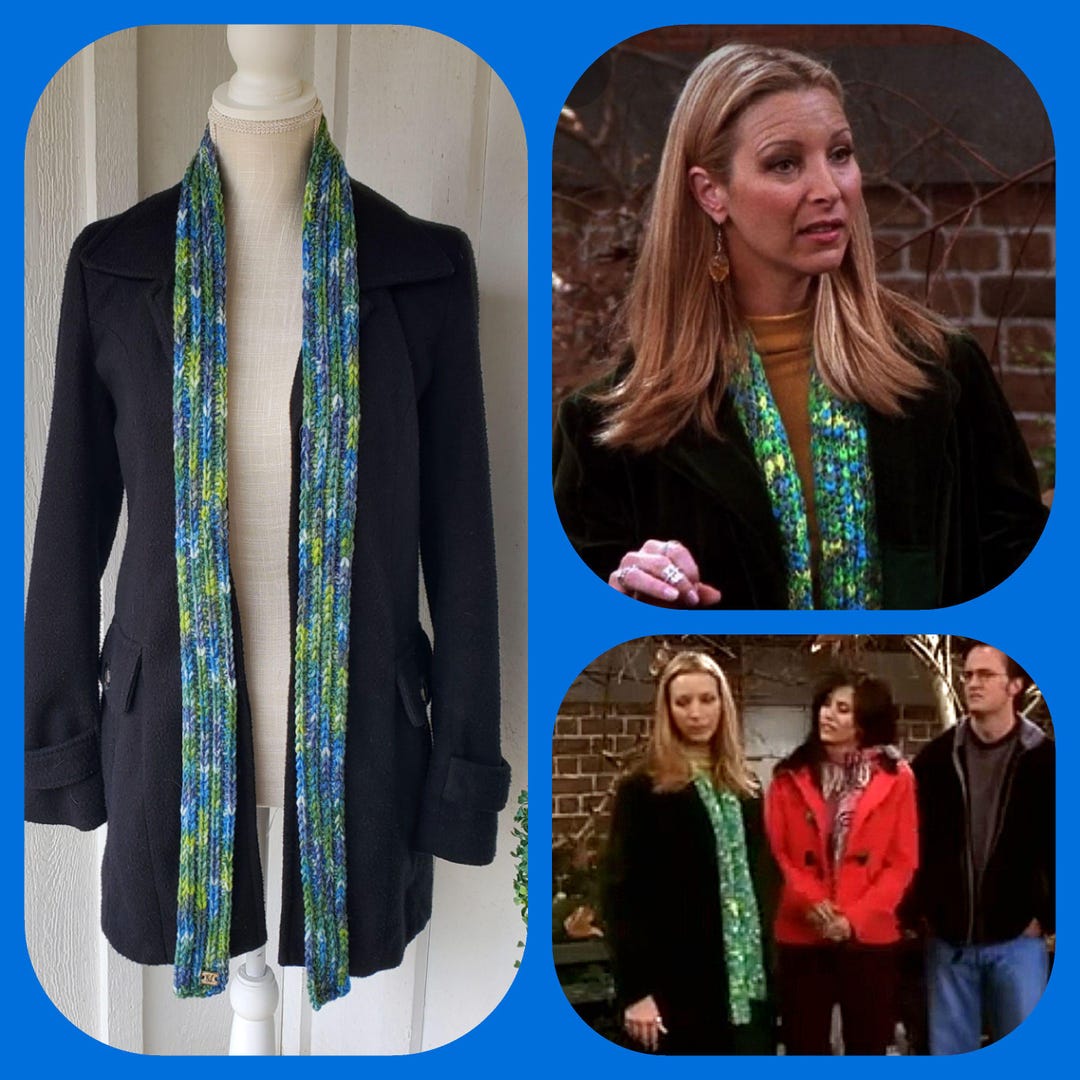 Inspired Phoebe Friends Unique Textured Design Skinny Scarf , Crochet ...