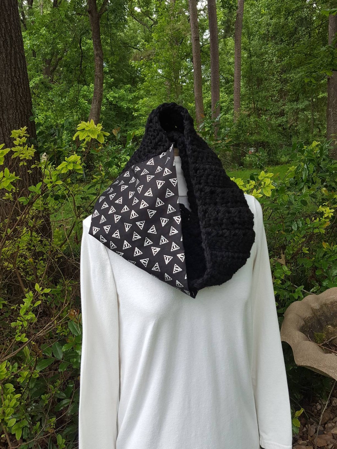 Wizard, Deathly Hallows Inspired Crochet/fabric Infinity Scarf, Wrap ...